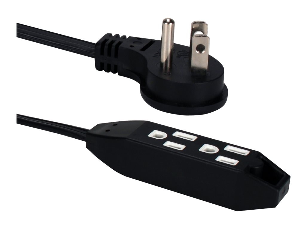 QVS Power Extension Cord (3) Outlets 3-Prong Right-Angle Flat (PC3RX-15)