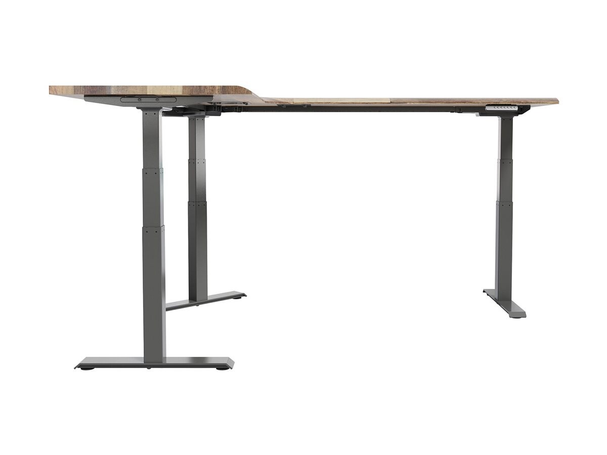 VARIDESK 80"x60" L-Shape Electric Standing Desk - Reclaimed Wood (402452 )