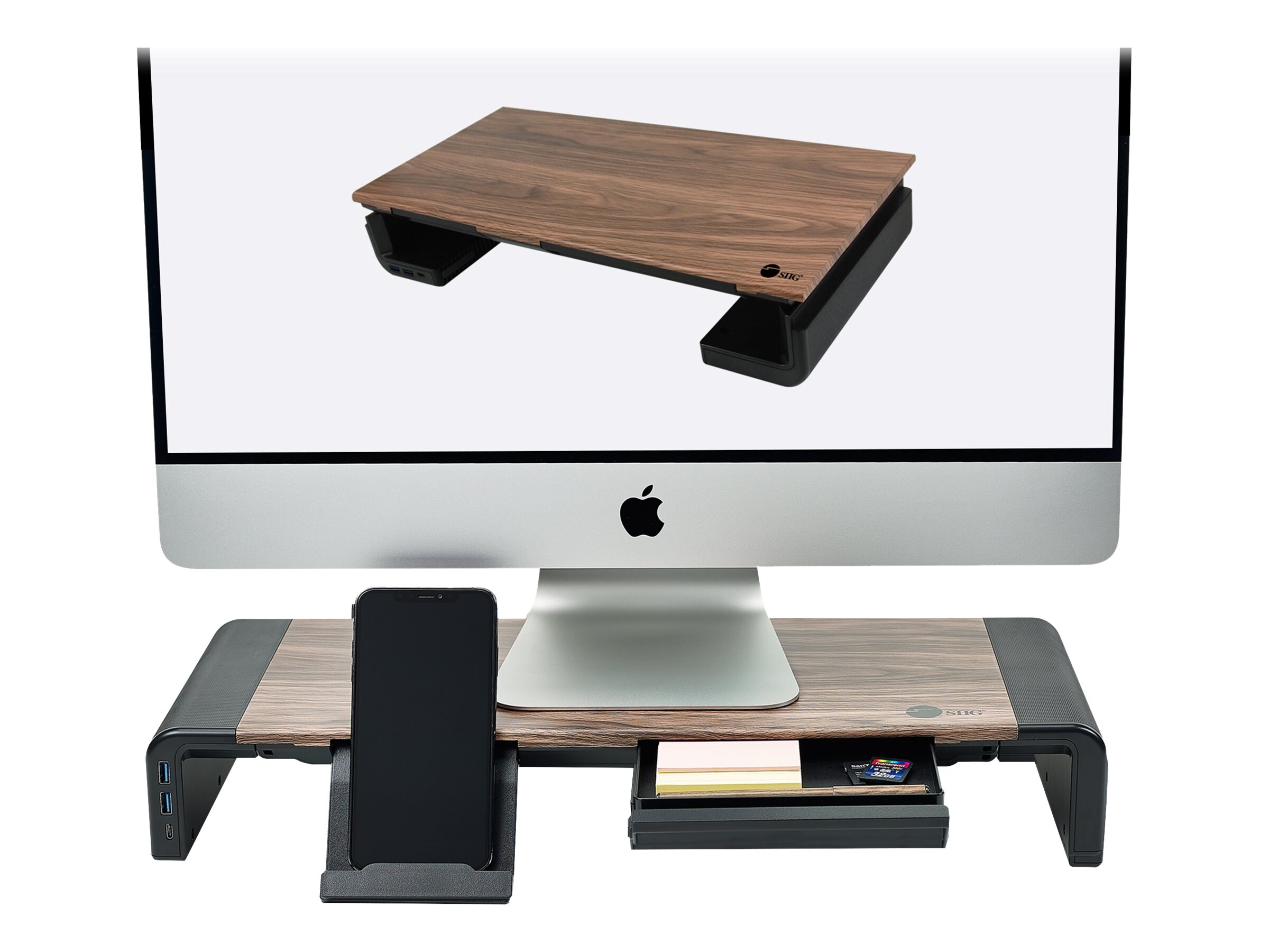 Siig Stylish Foldable Monitor Stand with USB Hub (CE-MT2Q12-S1)