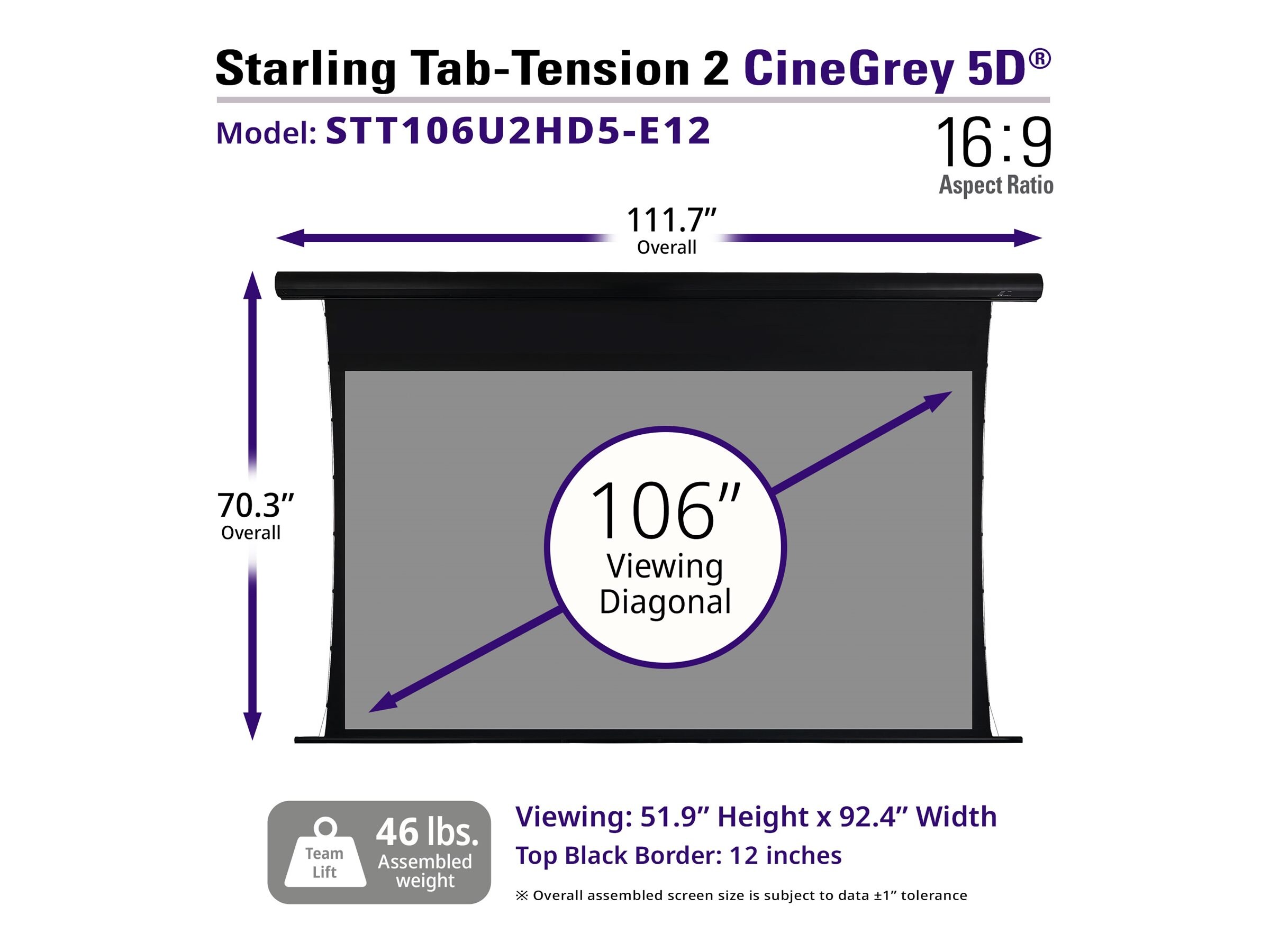 Elite Starling Tab-Tension 2 Projection Screen, CineGrey 5D ...