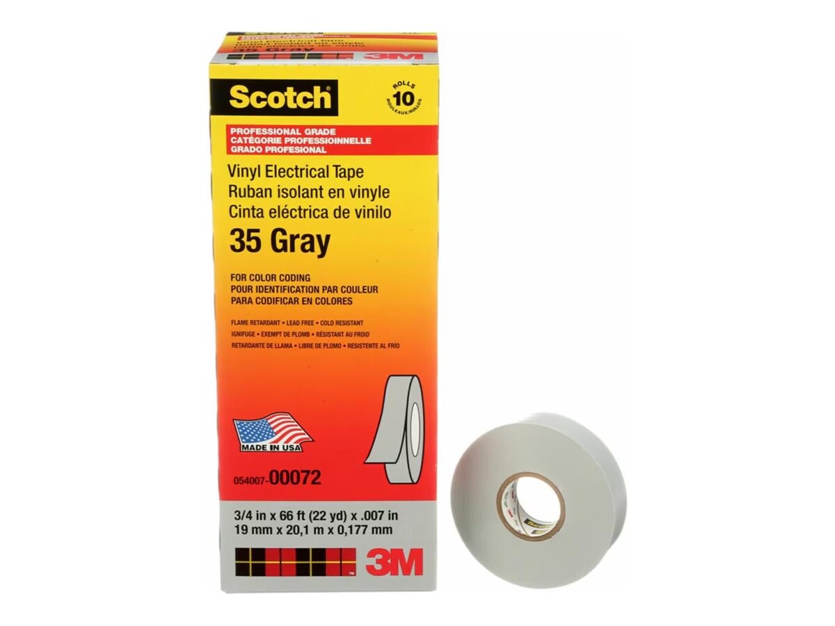3M Scotch Vinyl Color Coding Electrical Tape 35, Gray, 3 4in x (35-3 ...