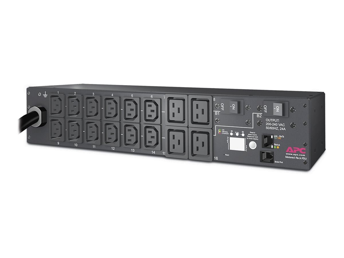 APC Rack PDU, Metered, 2U, 30A, 208V, (12) C13, (4) C19 Outlets (AP7811B)