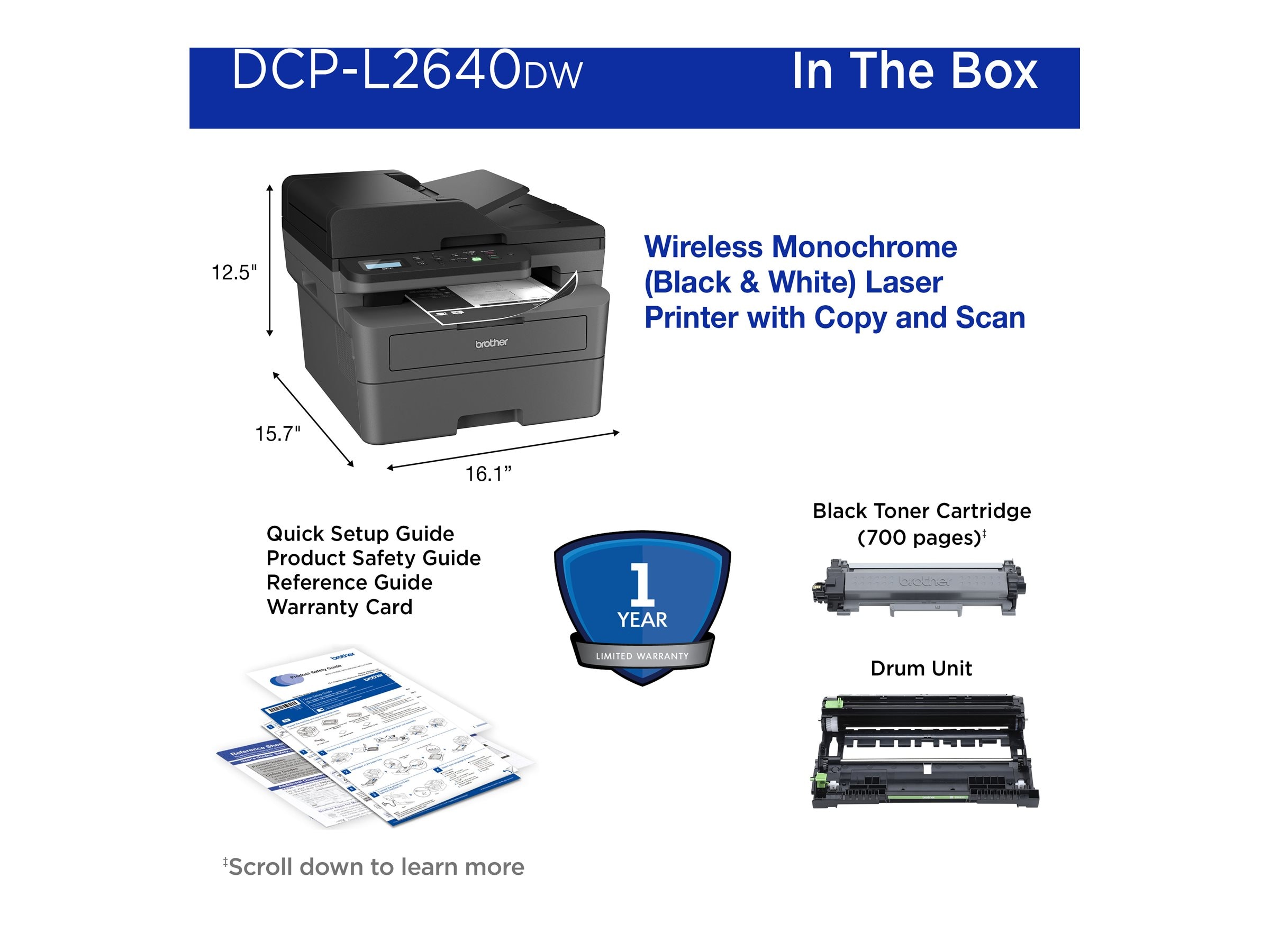 Brother DCP-L2640DW Black And White Laser Multifunction, 03/31/2024