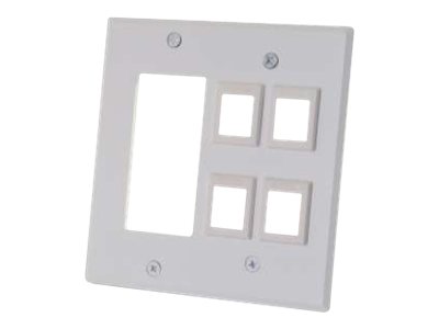 C2G Decora Compatible Cutout with Four Keystone Double Gang Wall (41341)