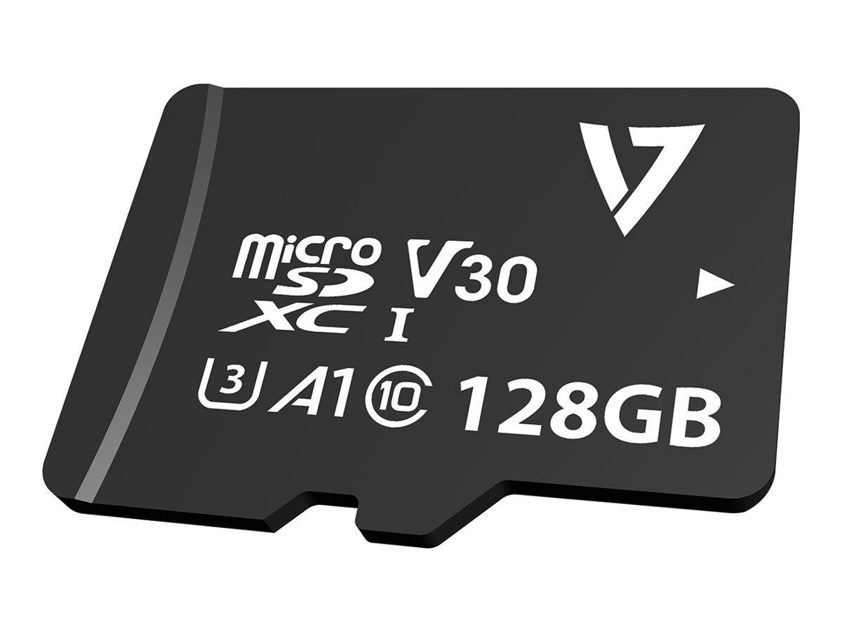 V7 128GB U3 A1 V30 Micro SDXC Card + Adapter, Class 10 (VPMD128GU3)
