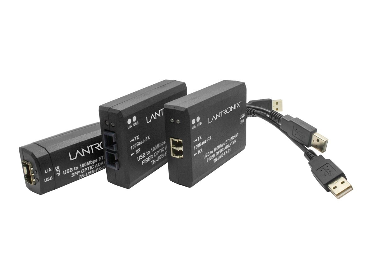 Lantronix MEDIA CONVERTER- USB2.0 TO 100 (TN-USB-FX-01(SFP) )