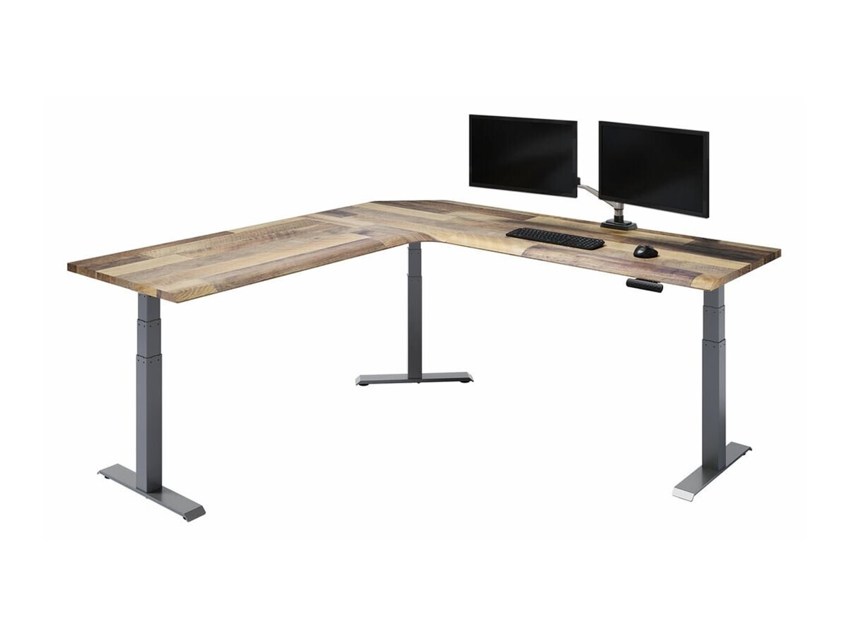 VARIDESK 80"x80" L-Shape Electric Standing Desk - Reclaimed Wood (402764 )