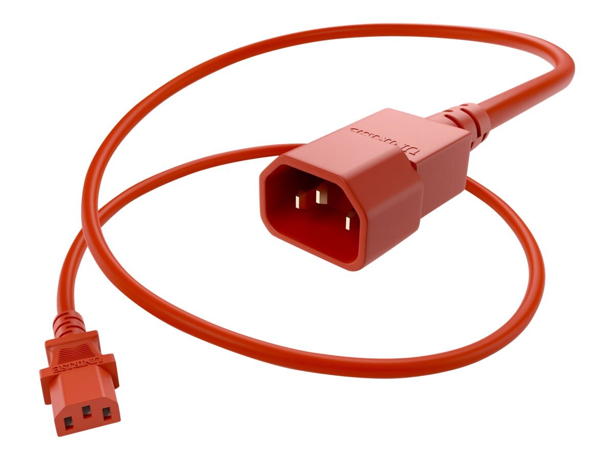 UNC 14AWG C13 to C14 15A Power Cord, Red, 3ft (PWCD-C13C14-15A-03F-RED)