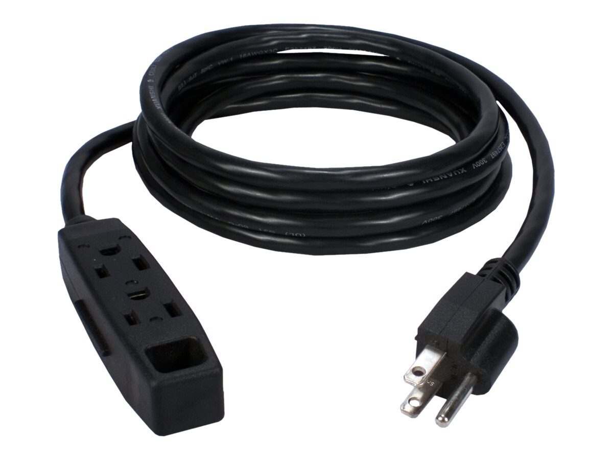 QVS Power Extension Cord (3) Outlets, 3-prong Input Cord, 25ft (PC3PX-25)