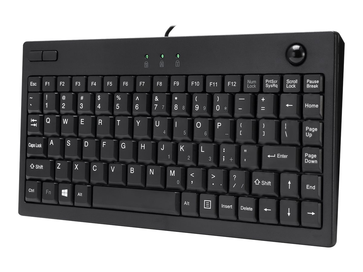 Adesso Mini Trackball Keyboard, USB, 87-Key, Black (AKB-310UB)