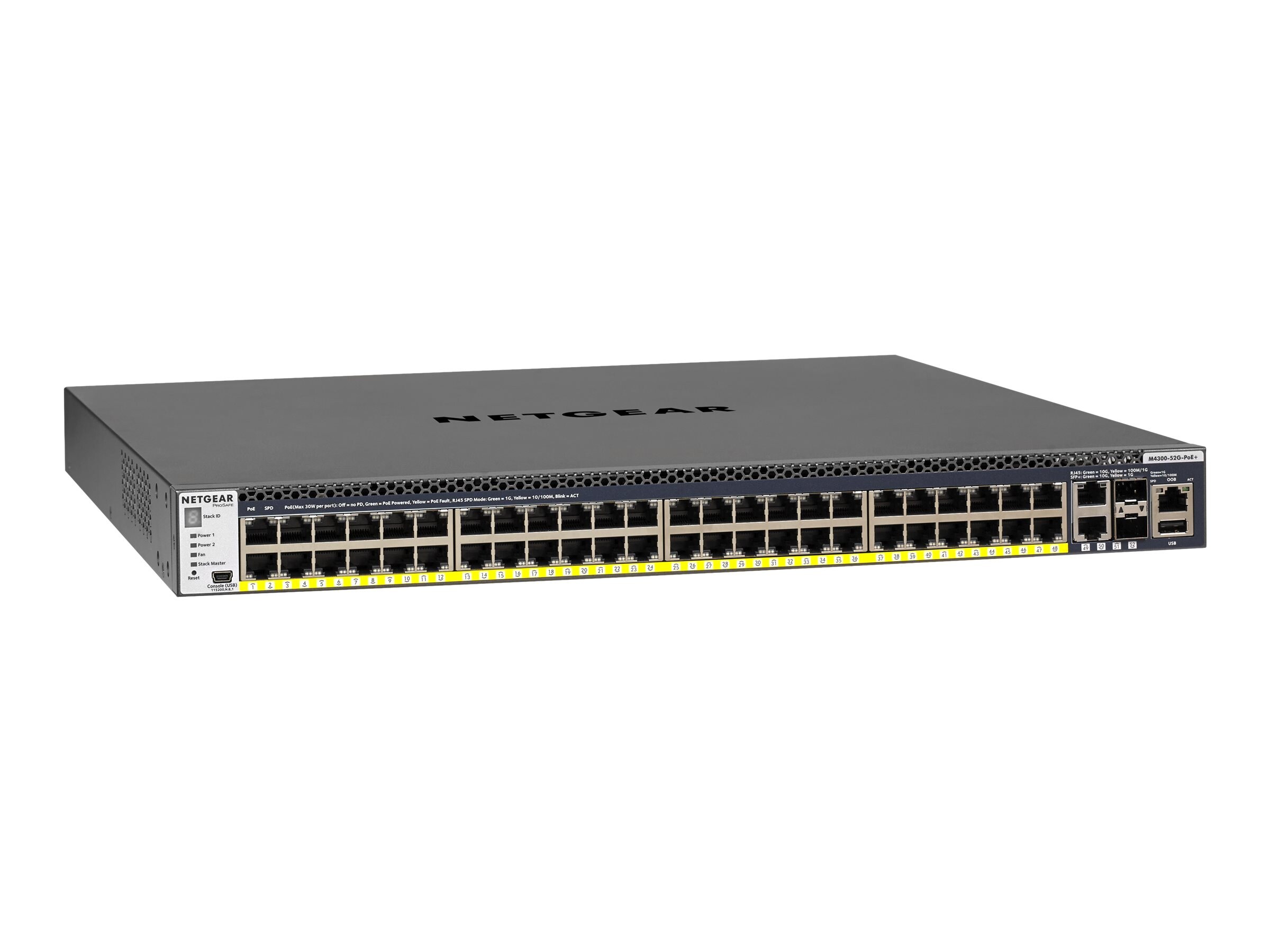 Netgear M4300-52G-PoE+ 1U RM L3 Managed Switch 48xGbE PoE+ (GSM4352PB ...