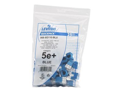 Leviton GigaMax Cat5e+ RJ45 QuickPort Jack, Blue, 25 Pack (5G110-BL5 )