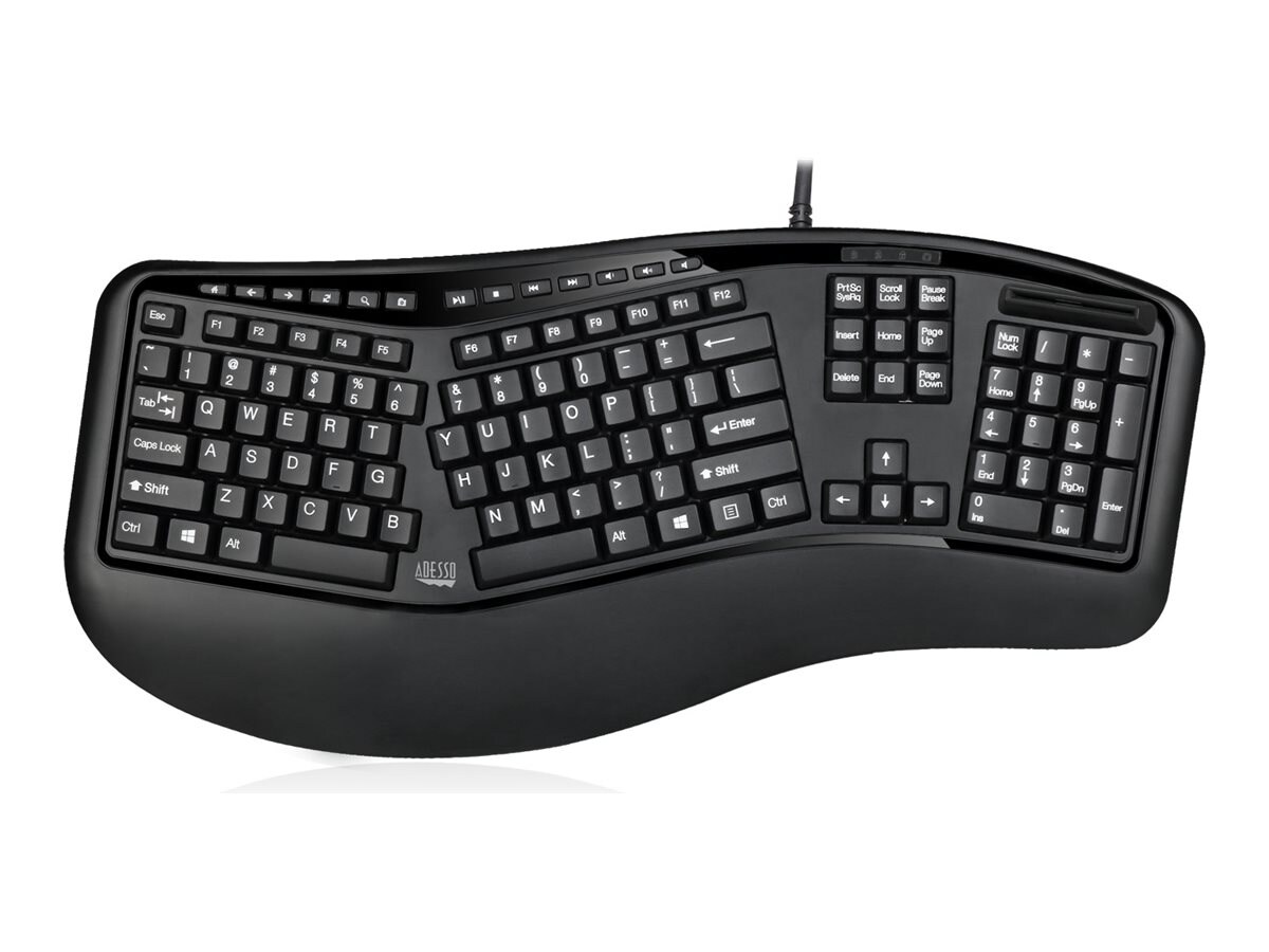 Adesso Desktop Ergonomic Smart Card Reader Keyboard (TAA (AKB-150SB-TAA)