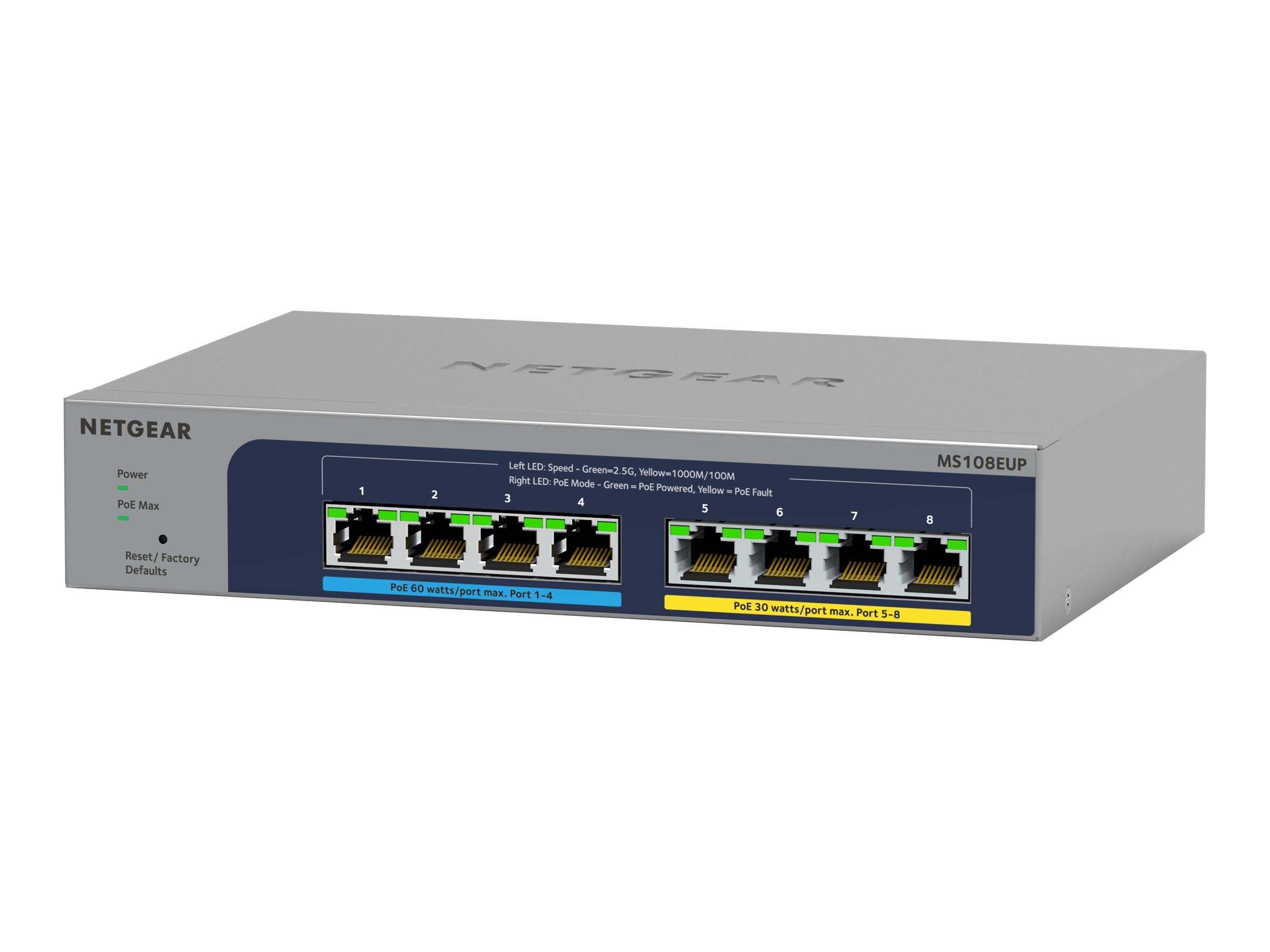 Netgear MS108EUP 1U RM 230W PoE++ Managed Switch 4x2.5GbE PoE++ ...
