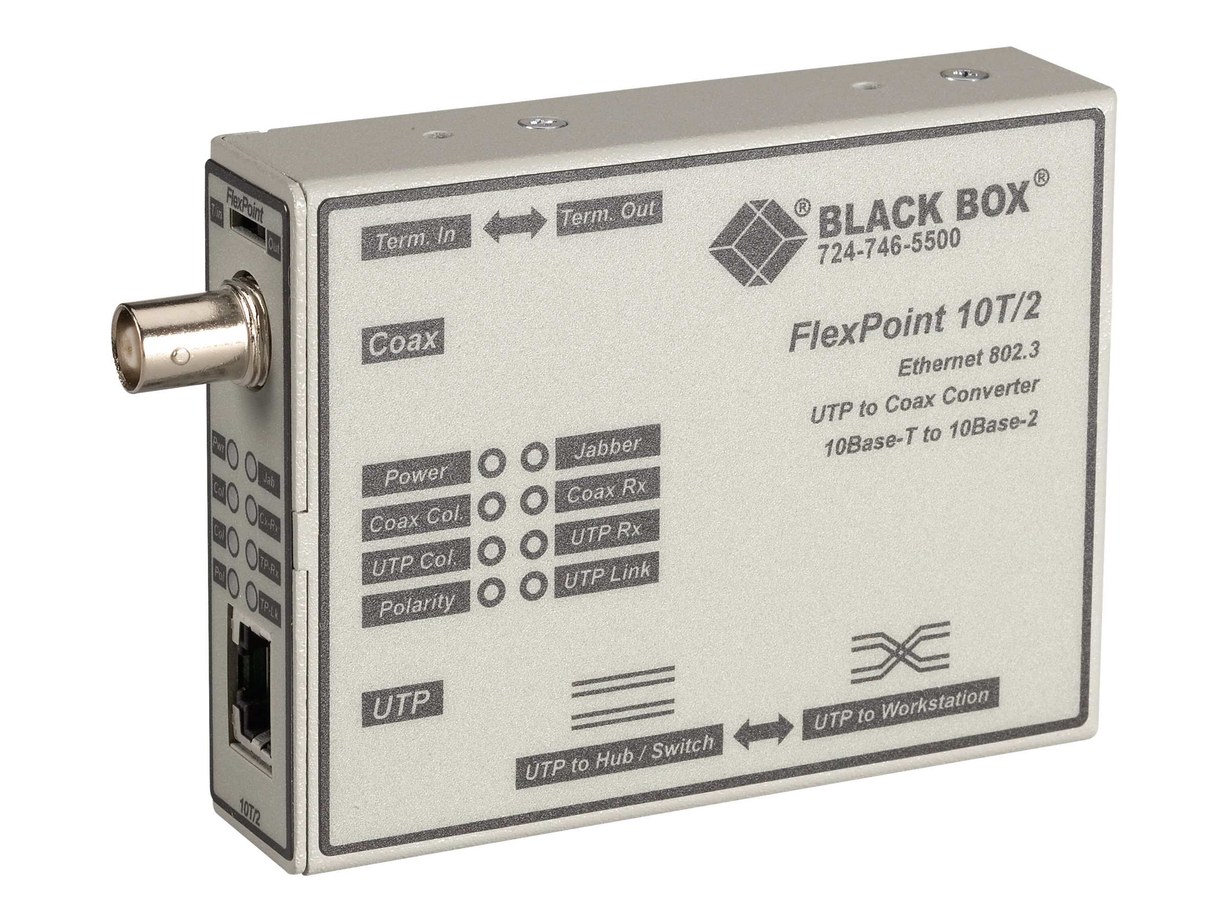 Black Box Flexpoint 10BASE-T to BNC Media Converter (LMC210A)