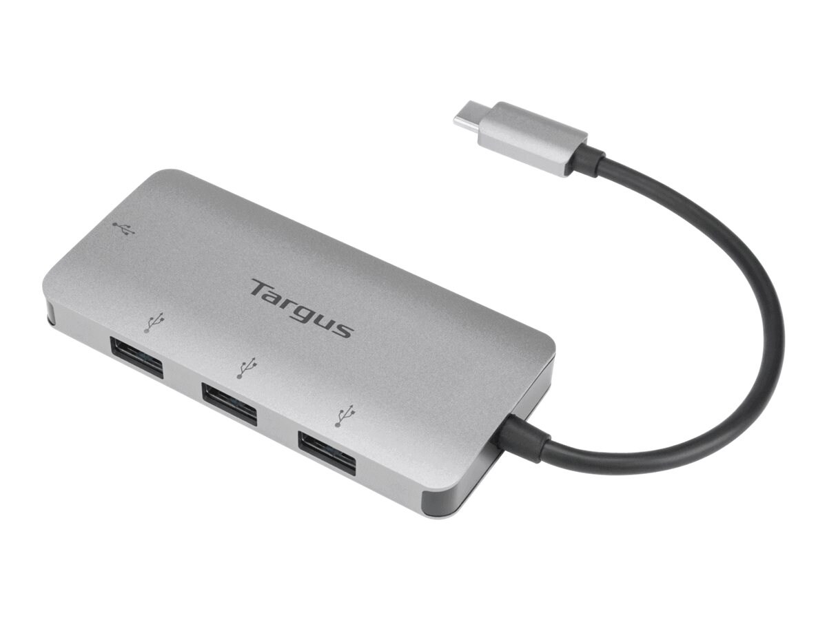 Targus Silver USBC to 4Port USBA Hub Perp (ACH226BT)