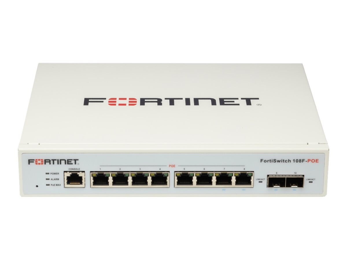 Fortinet Fanless L2MGMT SWCH 8XGE 2XSFP (FS-108F-POE)