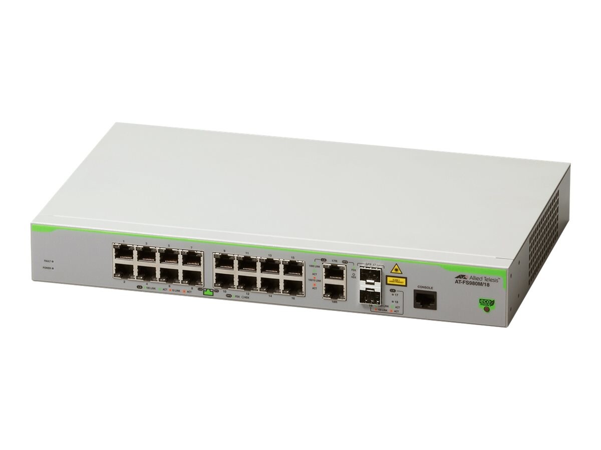 Allied Telesis CentreCOM FS980M 18 1U RM L3 Managed Switch 512MB (AT ...