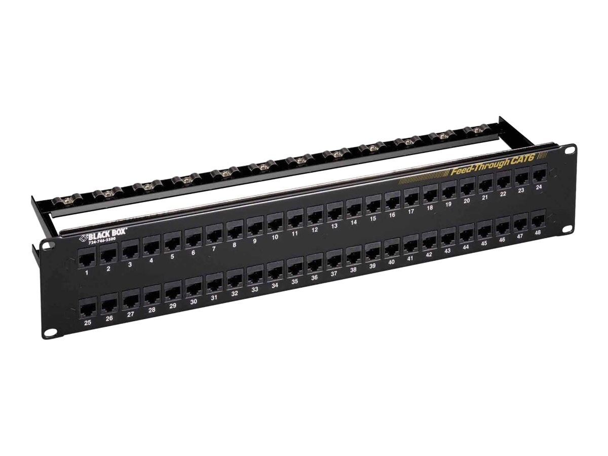 Black Box 48-port, 2U Cat6 Feed-through Patch Panel, Unshielded (JPM820A)