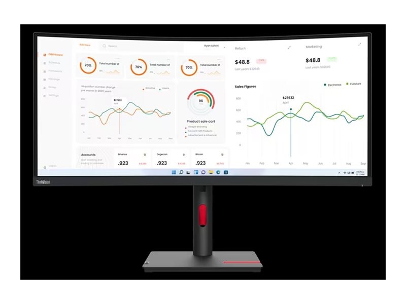 Lenovo 34" ThinkVision T34w-30 WQHD LED-LCD Curved Monitor (63D4GAR1US)