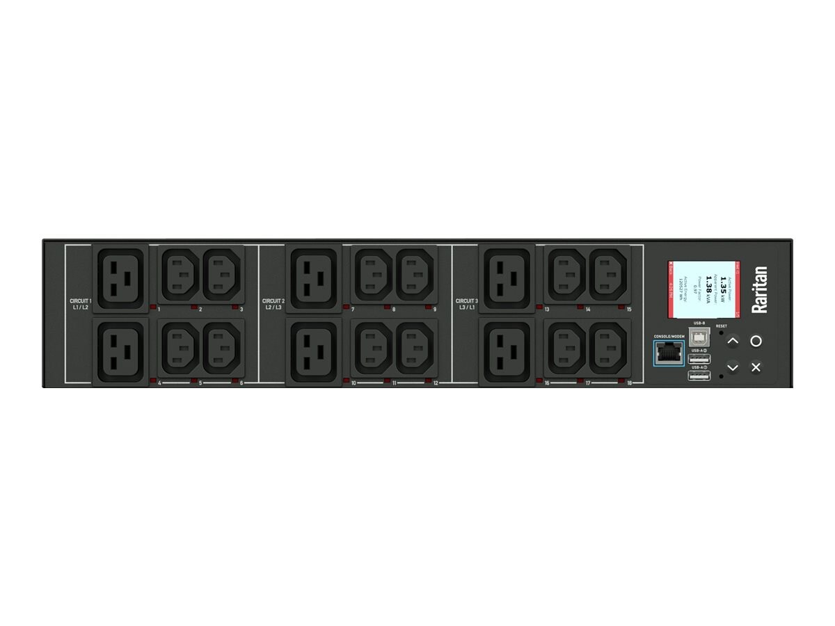 Raritan 2U PDU 3PH 8.6kVA 208V, L21-30P Input, (12) C13 (6) C19 (PX3-4599R)